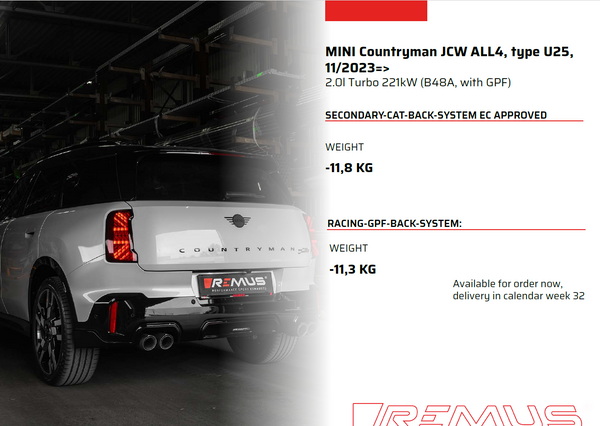 GPF-Back RACING exhaust system Mini Countryman JCW ALL4 U25 – Exhaust ...